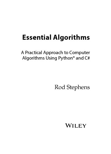 Ebook Essential Algorithms A Practical Approach To Computer Algorithms Using Python And C